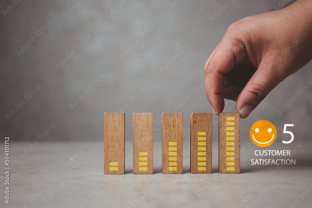 Foto de Customer service and satisfaction. Business people are choosing ...