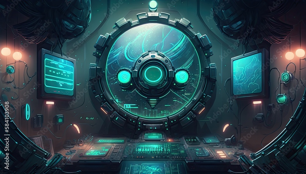 Holographic Alien ship control room ship generative ai illustration ...