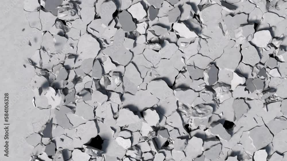 ground continues destructions on the floor.4k animation render with ...