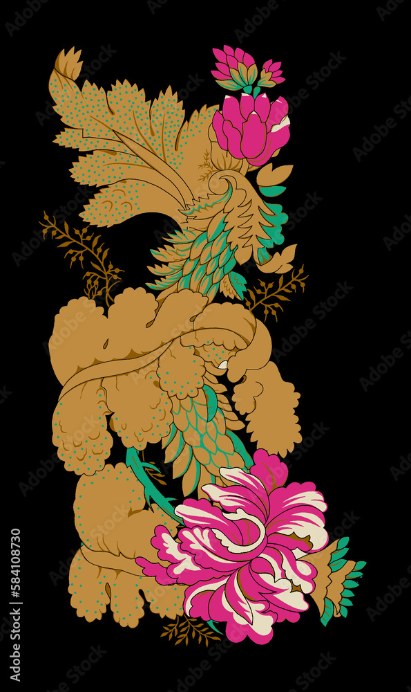 Indonesian batik motifs with very distinctive plant patterns Stock ...