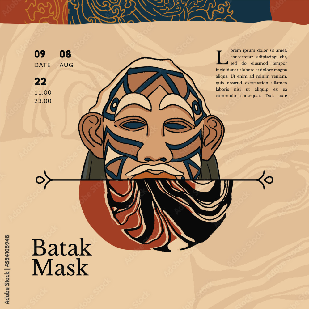 indonesia culture bataknese traditional mask festival handrawn ...