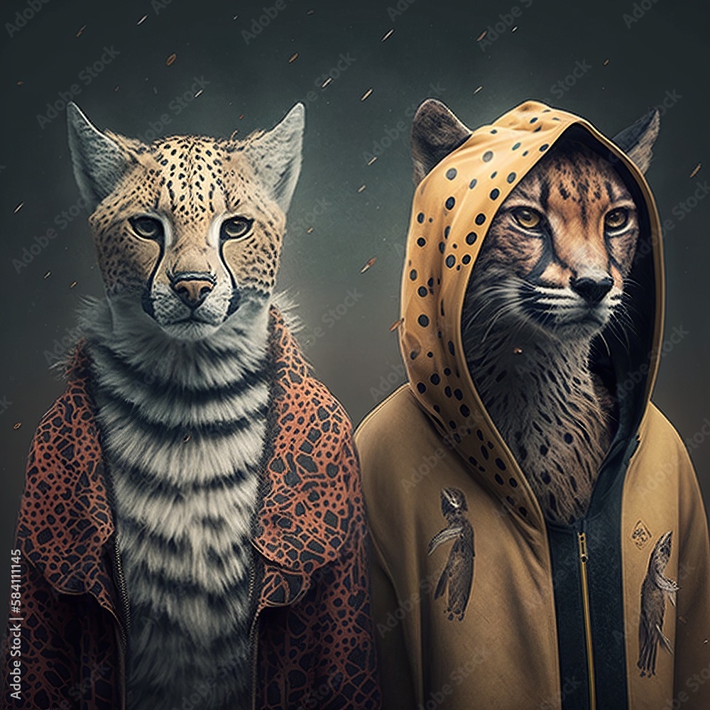 Animals with clothes and clothes with animal prints, Generative AI ...
