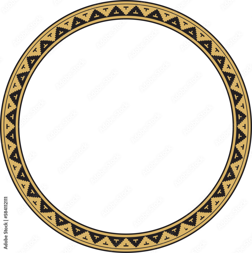 Vector gold round Byzantine border, frame. Circle Greek pattern ...