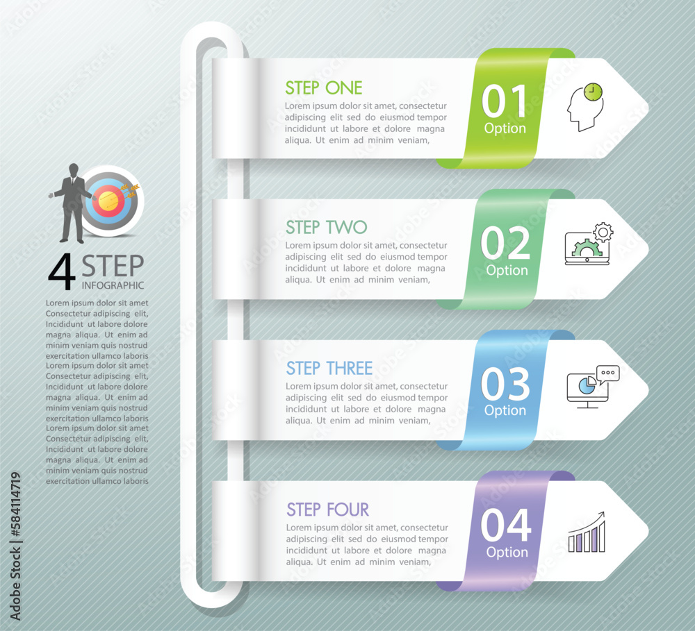 Design infographic template 4 options. Business concept can be used for ...