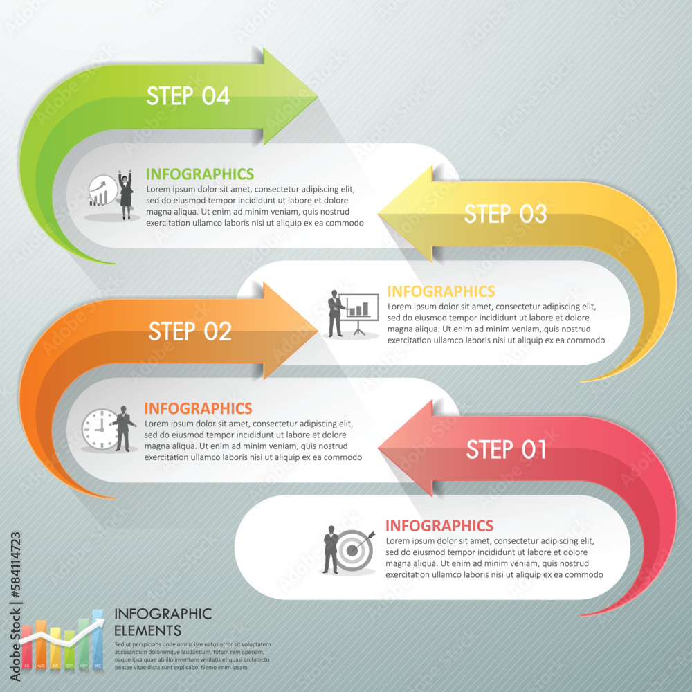 Design infographic template 4 options. Business concept can be used for ...
