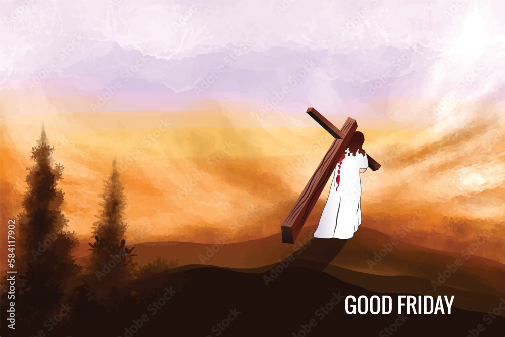 Good friday of jesus christ crucifixion poster background Stock Vector ...