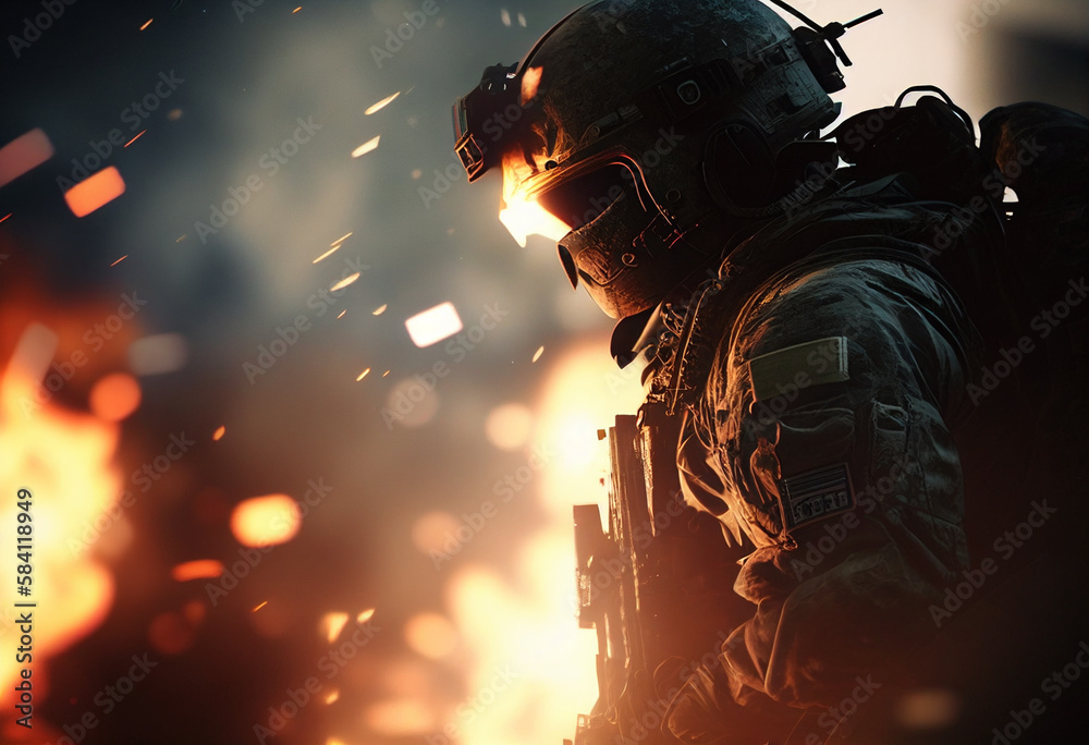 Soldiers on the battlefield, Military combat, rangers during the ...