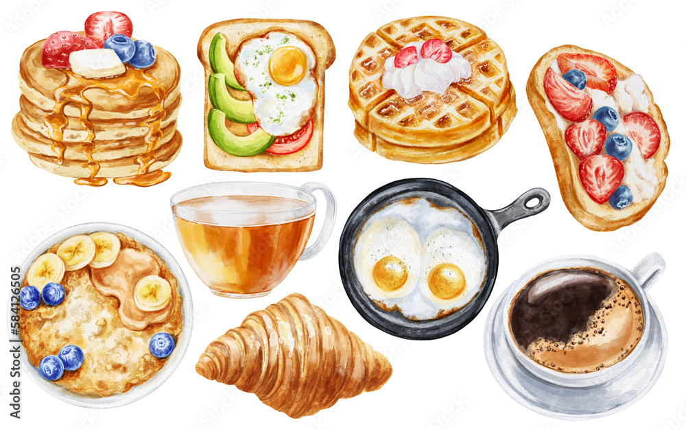 Breakfast food illustration set. Stock Illustration | Adobe Stock