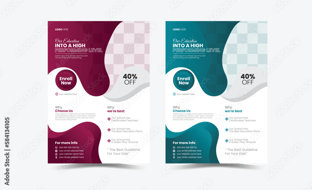 School flyer design, kids education flyer, college admission leaflet ...