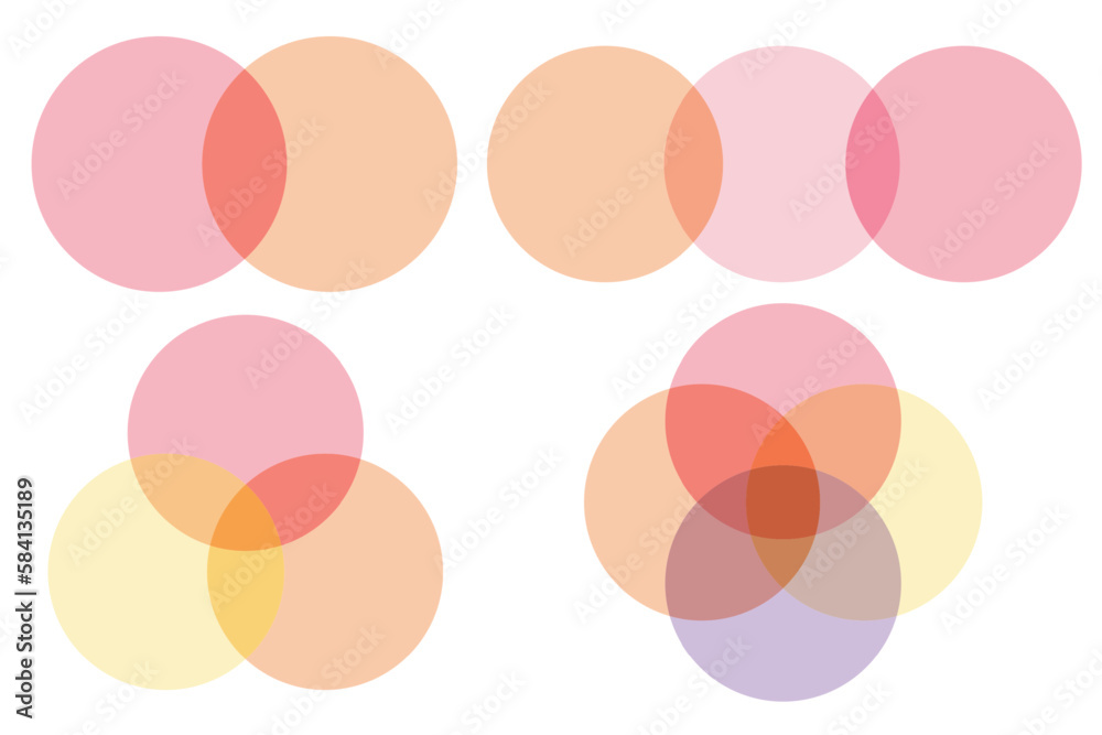 Venn diagram. Circle infographic with intersections and overlap. Chart ...