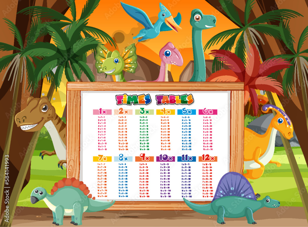 Photo & Art Print Colorful Times Tables for Elementary Education ...