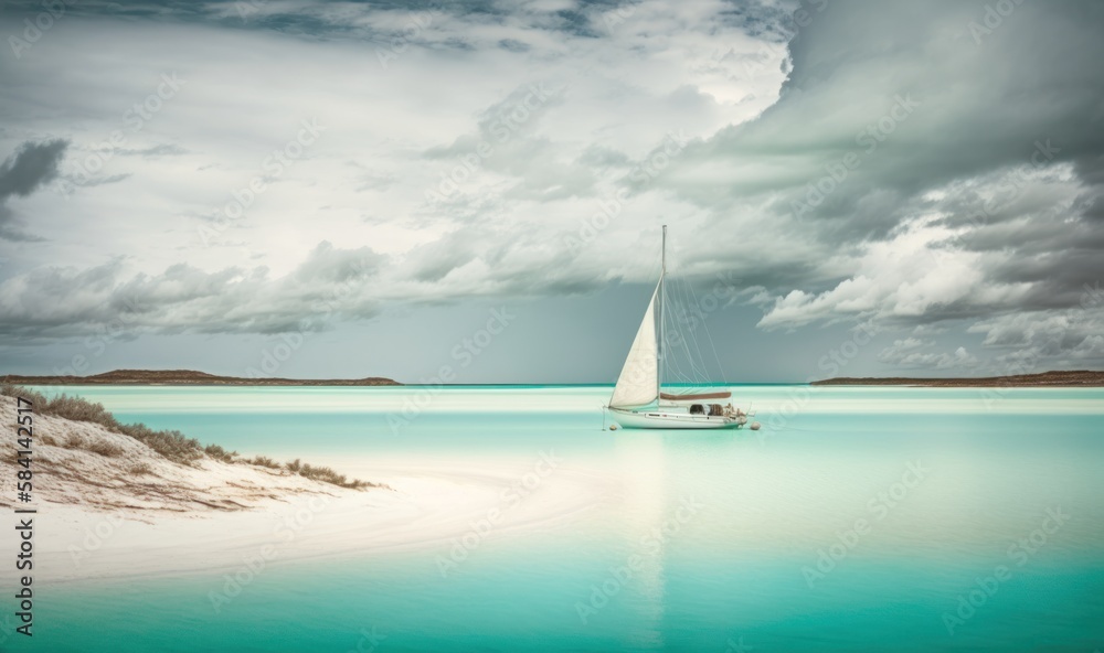 Calm Water Scene from the Exumas in the Bahamas After a Winter Storm ...