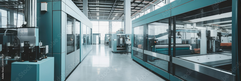 A modern clean and organized DX age production factory. Online and ...