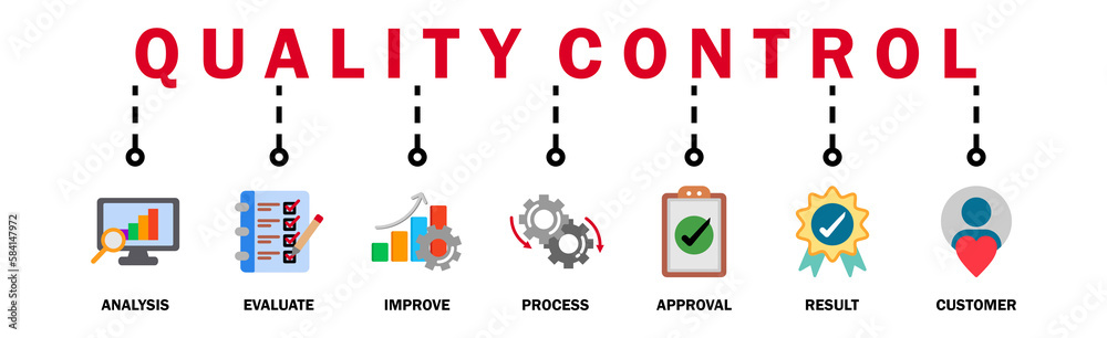 Quality control banner web icon vector illustration concept for product ...