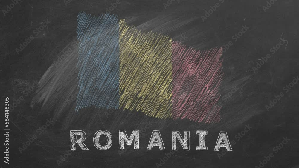 This video shows the process of drawing a flag of Romania on a black ...