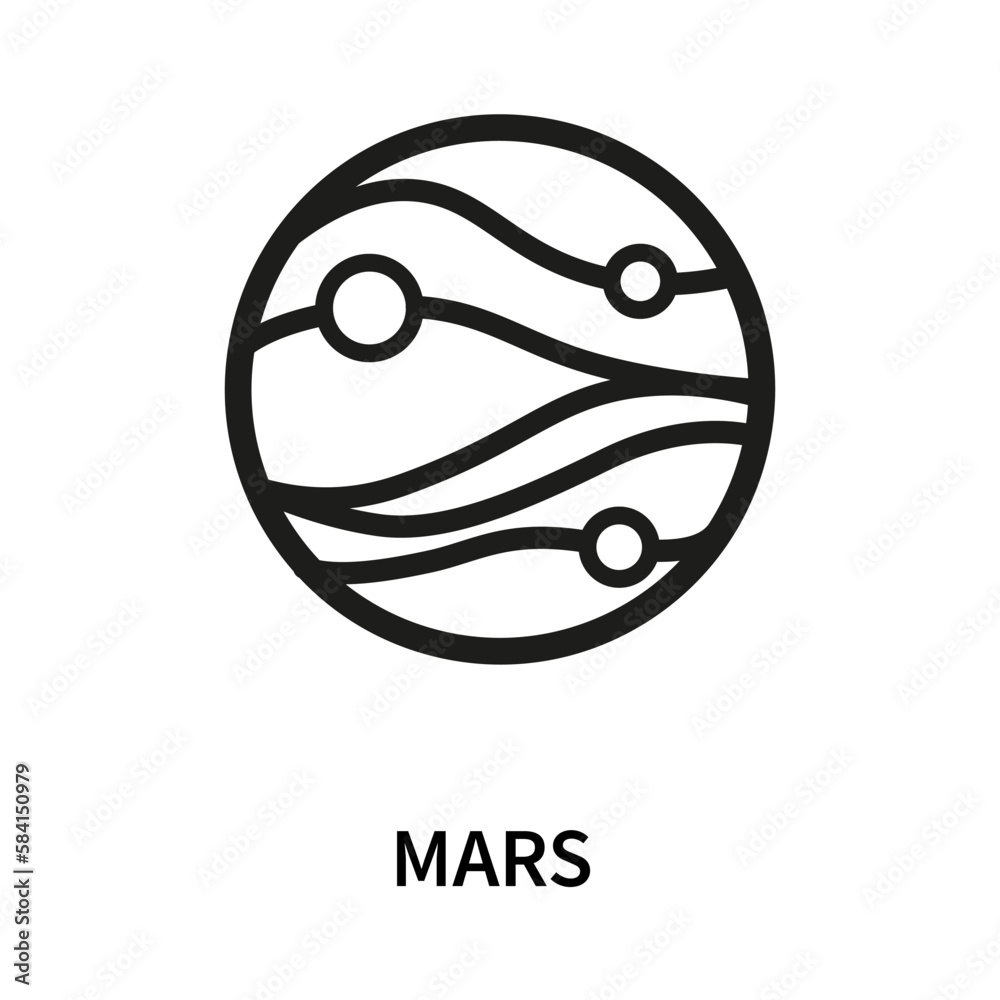 Mars planet icon vector. Simple planet Mars sign in flat style and logo ...