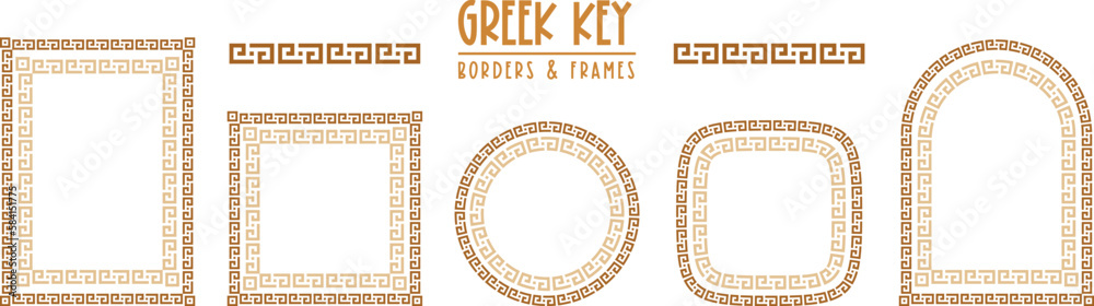 Greek key frames and borders collection. Decorative ancient meander ...