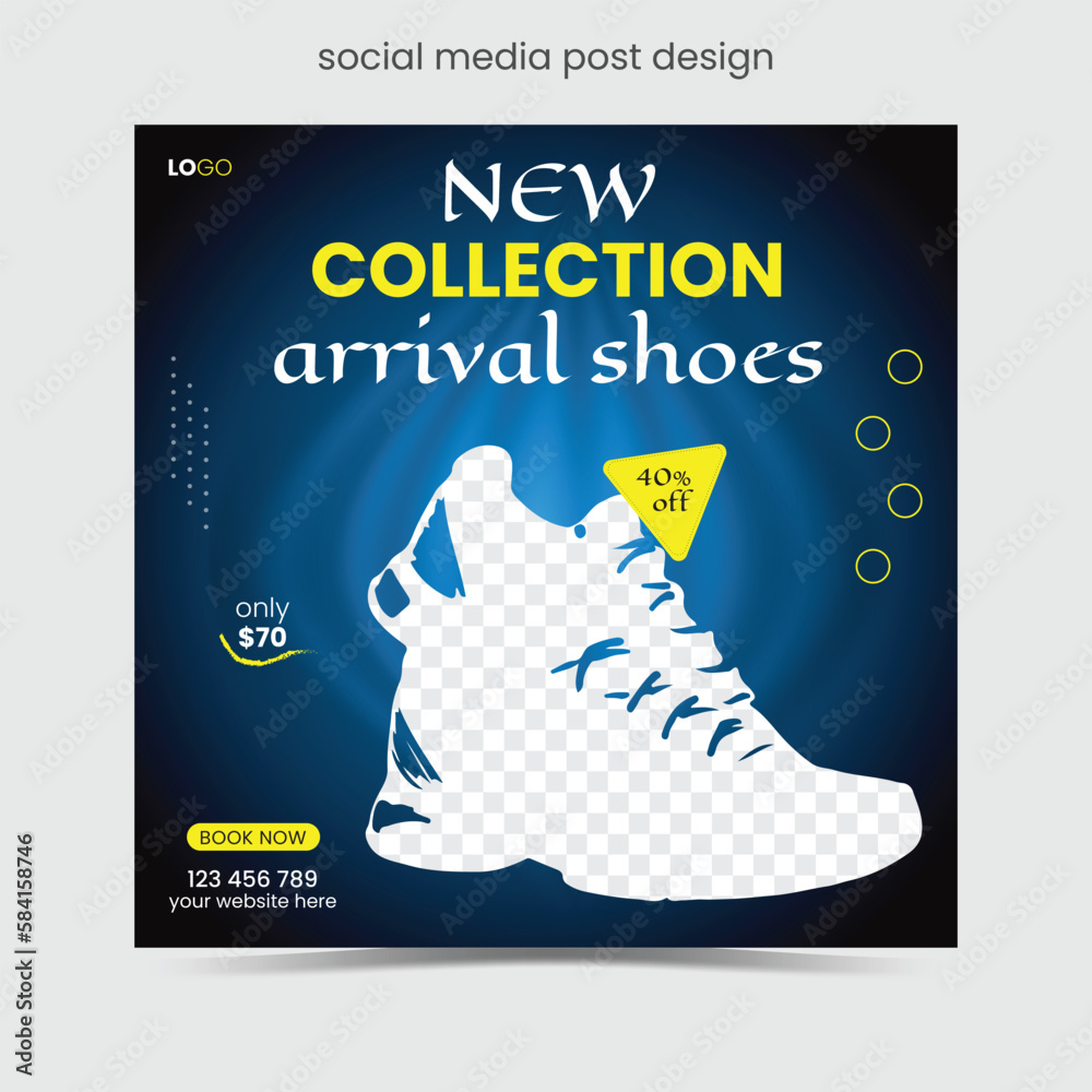 Shoe ad Banner Design, special sale offers social media post design for ...