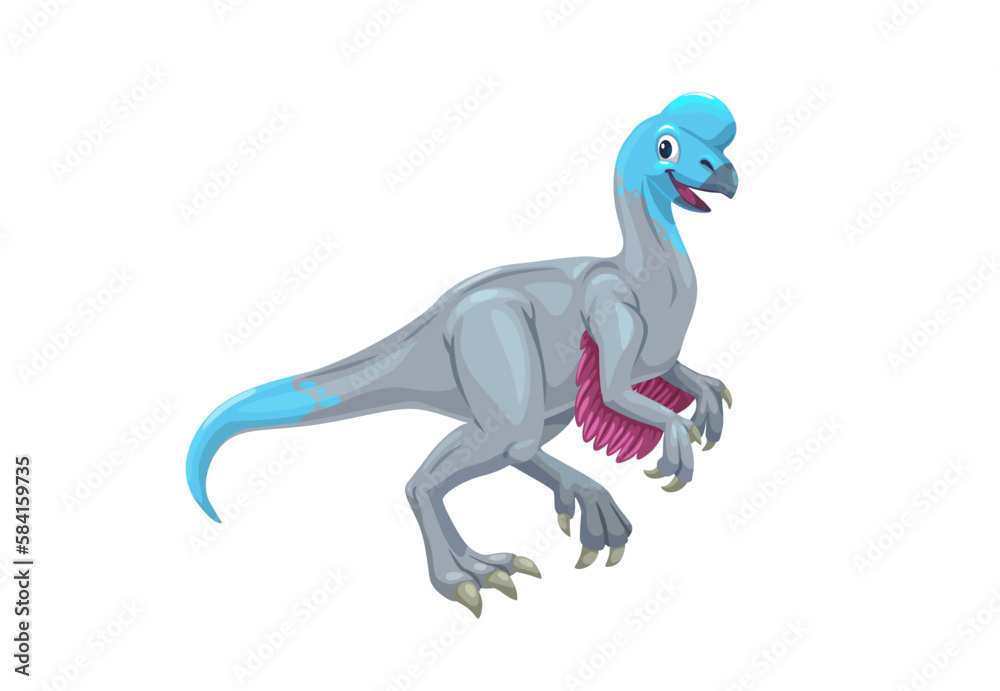 Cartoon oviraptor dinosaur character. Isolated vector omnivorous genus ...