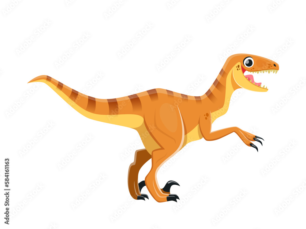 Cartoon Velociraptor dinosaur character. Prehistoric animal, ancient ...