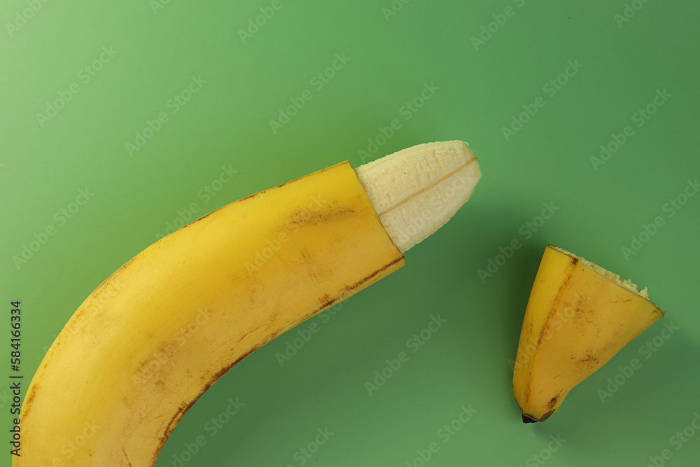 Circumcision concept, banana with skin cut off healthy operation for ...