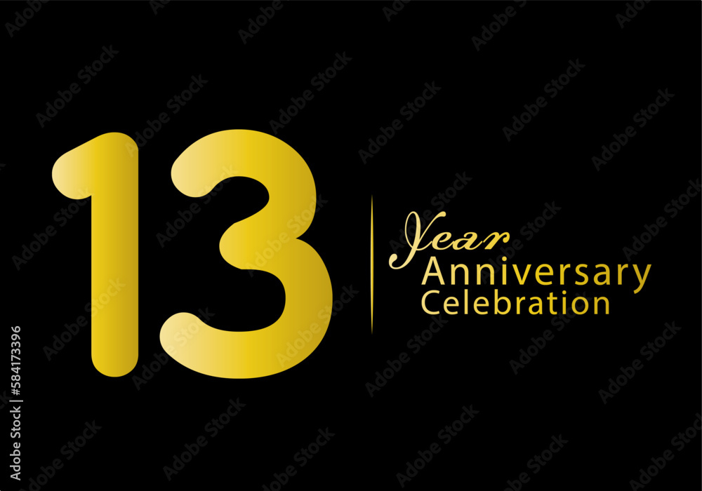 13 years anniversary celebration logotype gold color vector, 13th ...