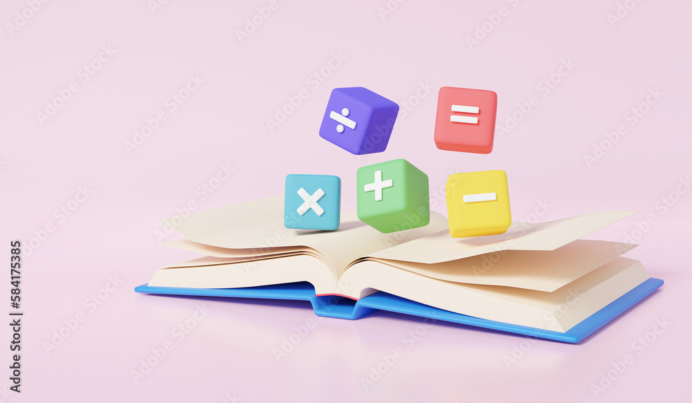 Minimal cartoon open book mathematic learning education concept. basic ...