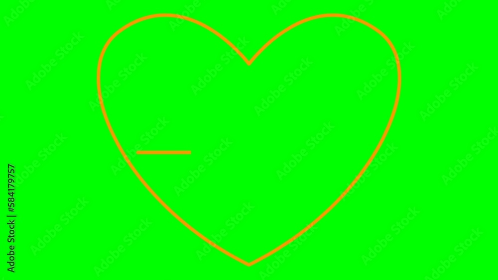Animated Orange Pounding Heart With Electrocardiogram Linear Symbol Of