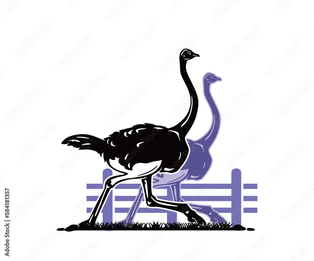Running Ostrich Silhouette
