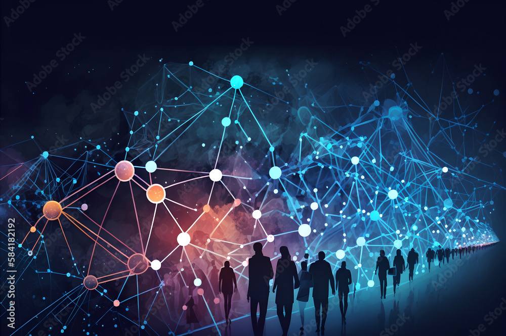 Connecting people on the internet, nodes transforming. Social network ...