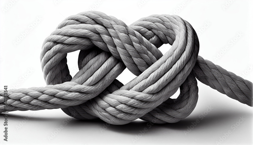 Rope knot isolated on a white background as a symbol for trust and ...
