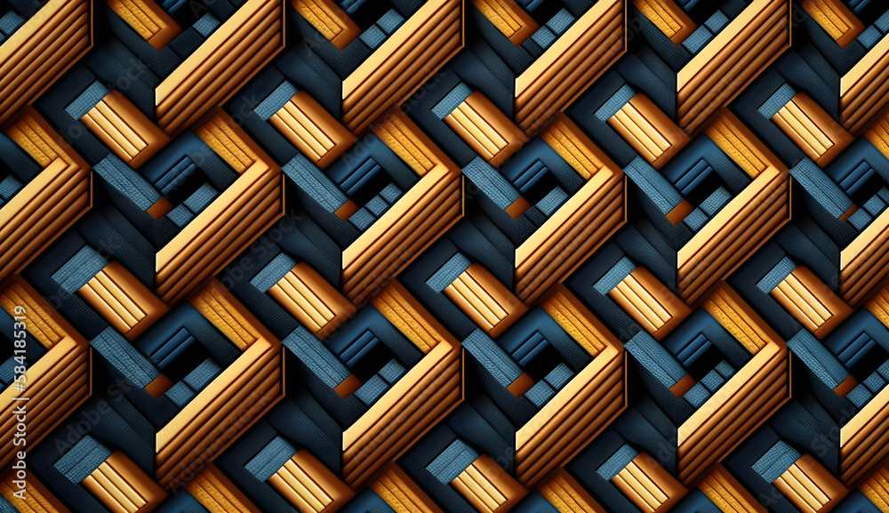 woven basket weave texture of wood 3d stereogram background block ...