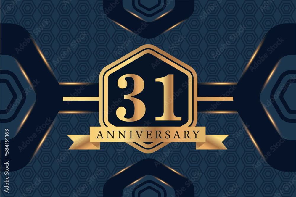 31st year anniversary celebration luxury golden logo vector design with ...
