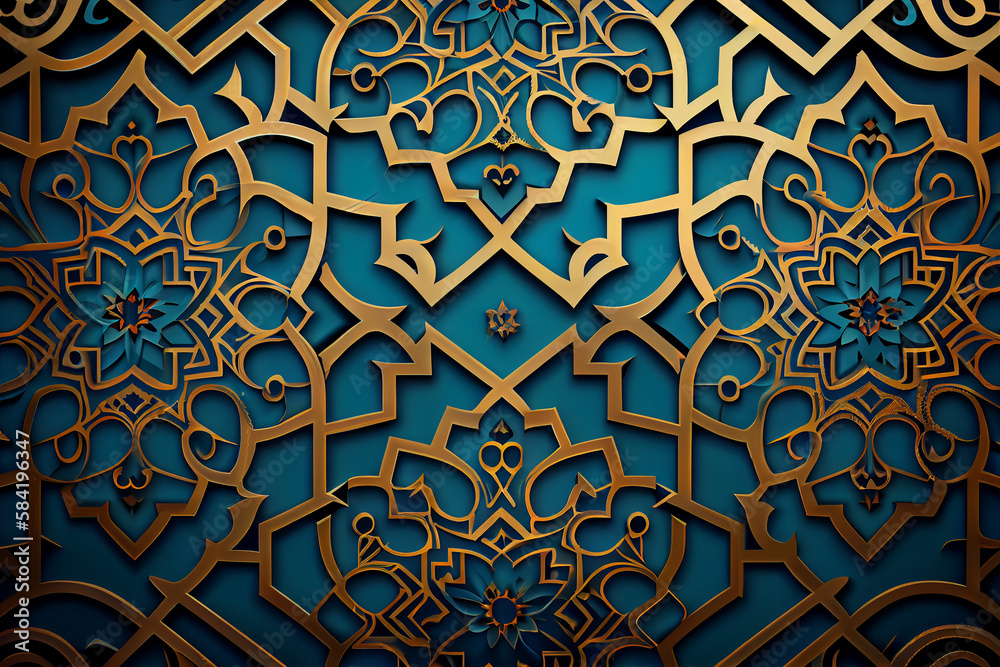 Golden islamic pattern background 3d Stock Illustration | Adobe Stock