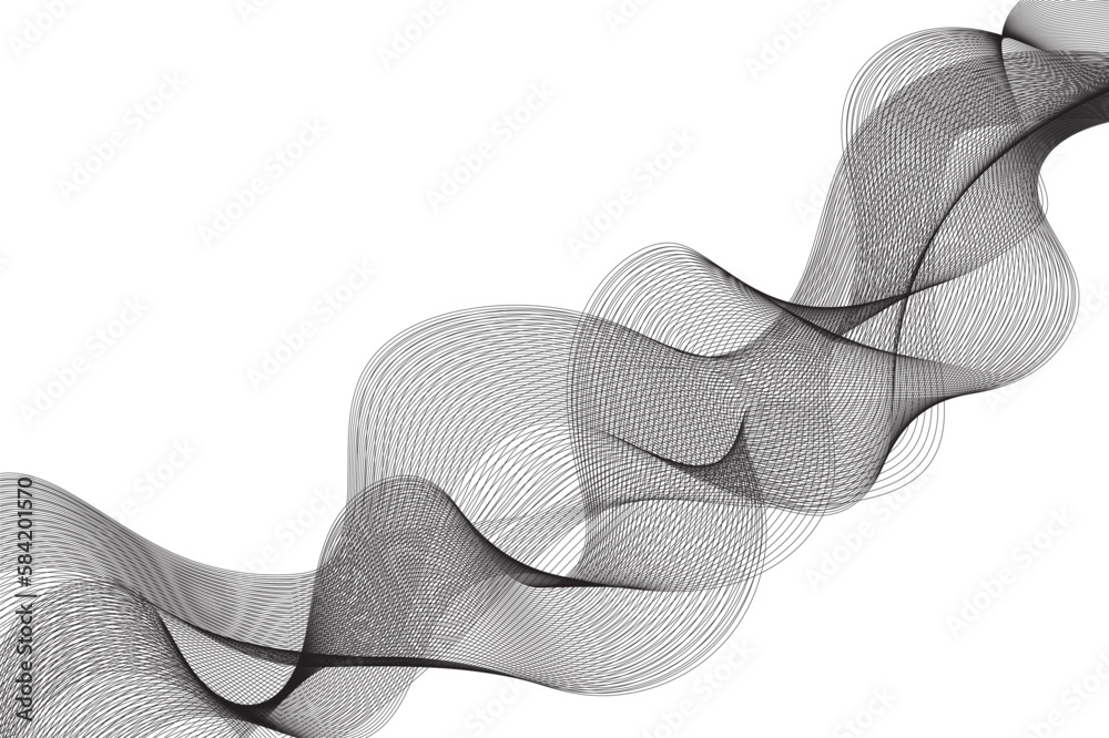 Abstract grey wave lines on transparent background. Digital frequency ...