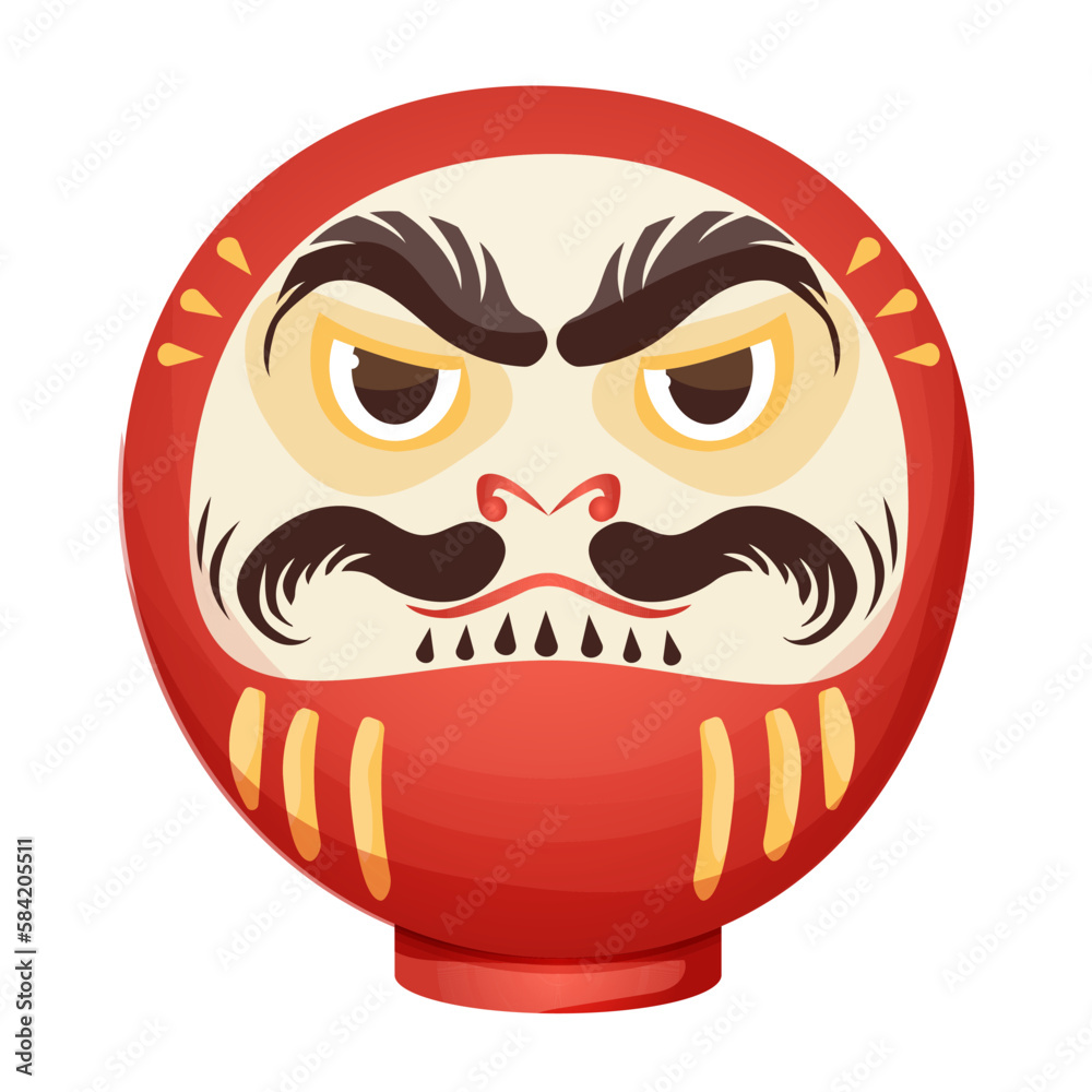 Daruma red traditional japan doll talisman with angry face, geld ...