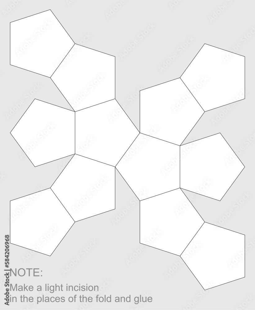 Die cut dodecahedron template. Unfolding polygon with cutting and ...