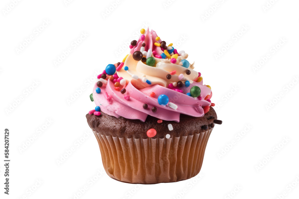 Cupcake isolated on transparent background. generative Ai Stock ...
