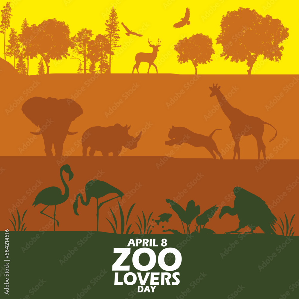 Wild animals with different color gradations and bold text to ...