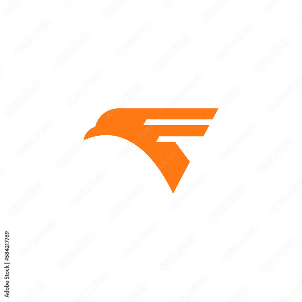 letter f falcon eagle head logo sign design Stock Vector | Adobe Stock