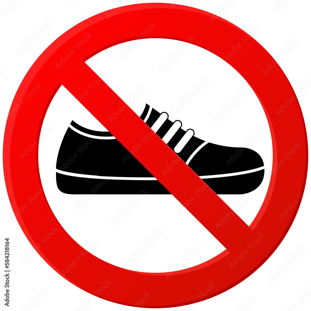 No Prohibition. No shoes strictly prohibited sign Stock Illustration ...