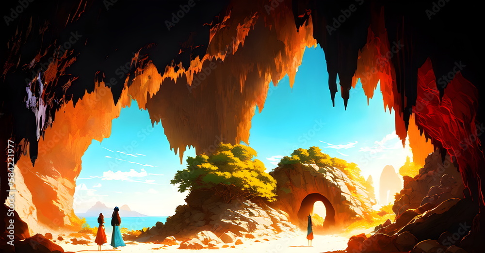 Crystal cave setting, Dungeon Den Underground fantasy Myetery tunnel ...