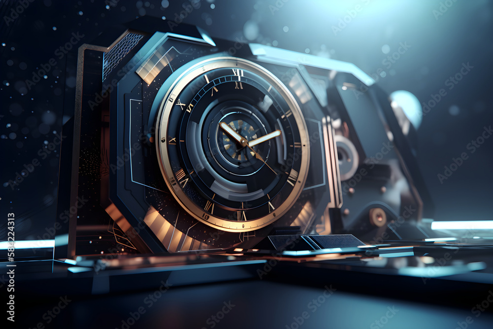 Abstract Futuristic Technology Background with Clock concept and Time ...