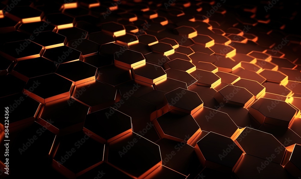 Abstract hexagon geometry background. 3d render of simple primitives ...