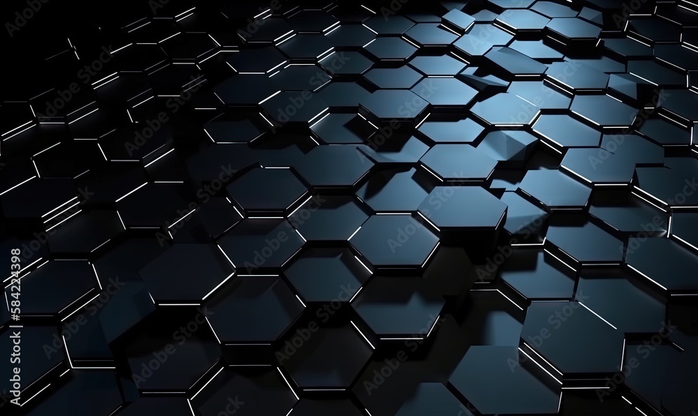 Abstract hexagon geometry background. 3d render of simple primitives ...