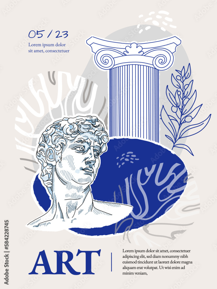 Art of Sculpture. Creative flyer or poster concept with abstract ...