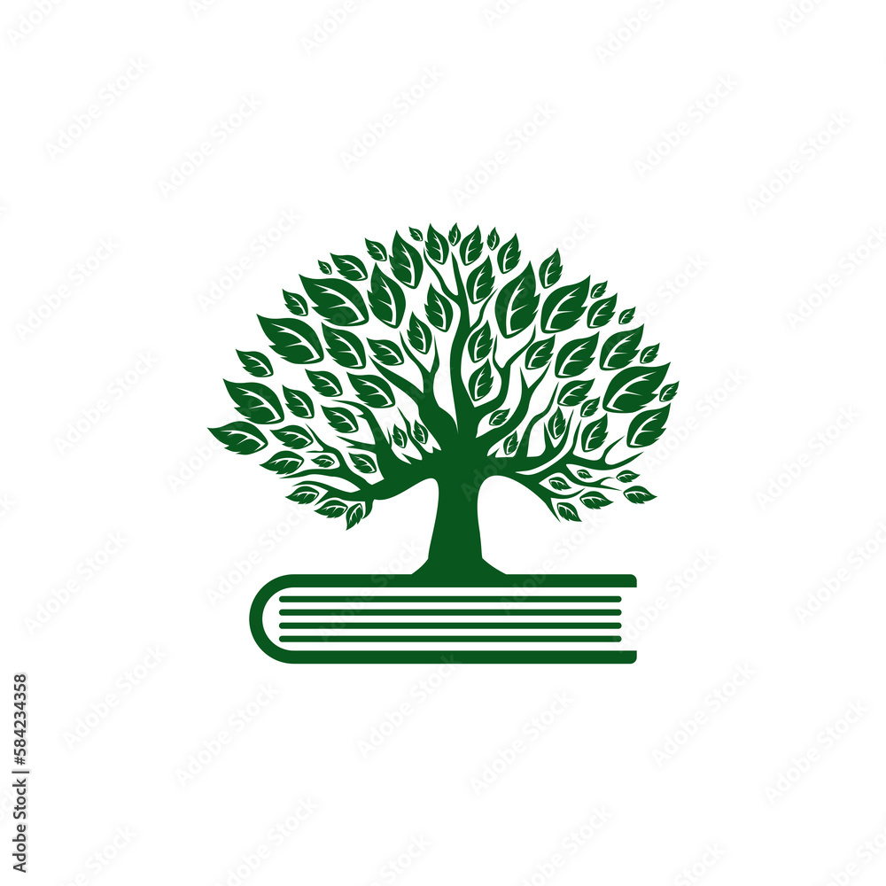 Tree Book Logo Template Design isolated on transparent background Stock ...