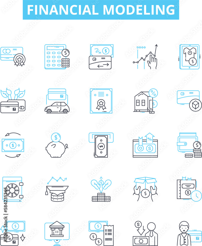 Financial modeling vector line icons set. Cashflow, Forecasting ...