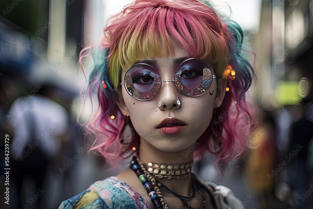 beautiful woman portrait, Japanese girl wearing mix modern contemporary ...