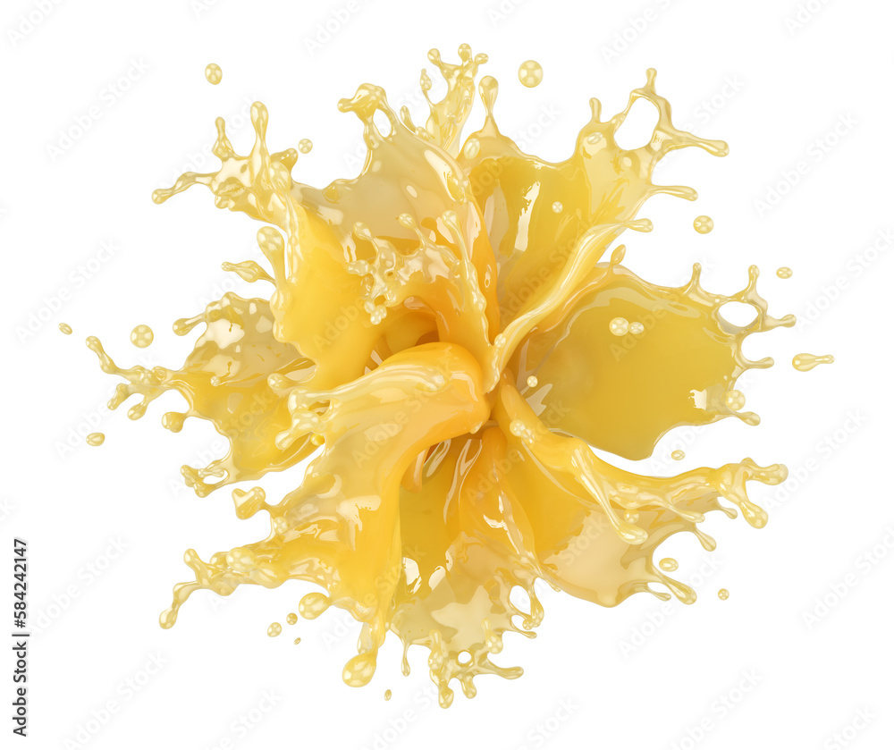 Freshly squeezed orange juice bursts in a dynamic explosion, revealing ...